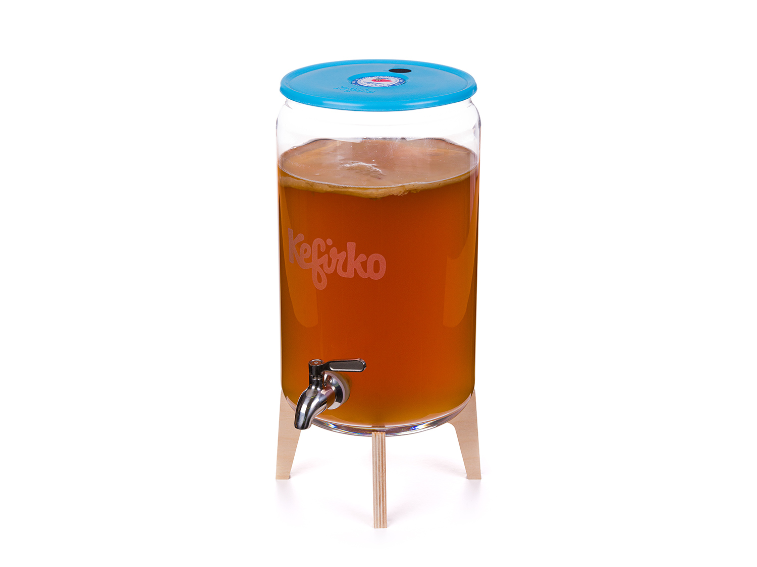 Kombucha Fermenter with Spigot and Wooden Stand - KEFIRKO